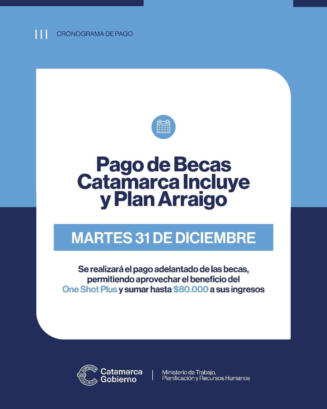 Cronograma de pago de becas "Catamarca Incluye" y "Plan Arraigo" para ...